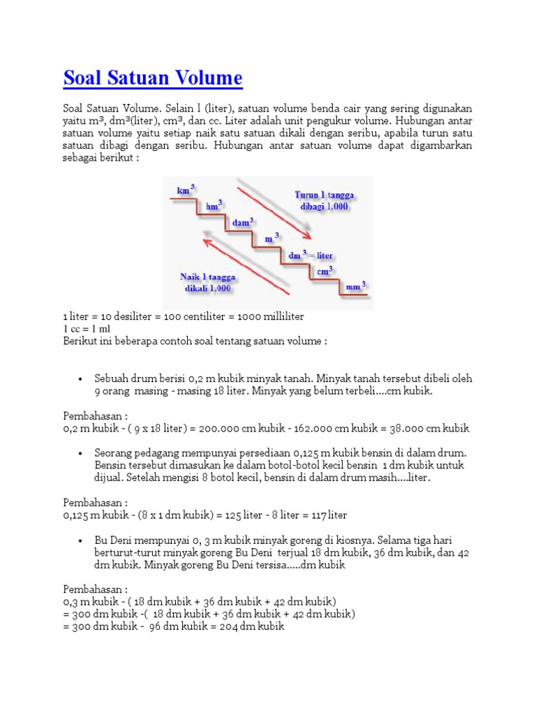 Soal Satuan Volume | PDF