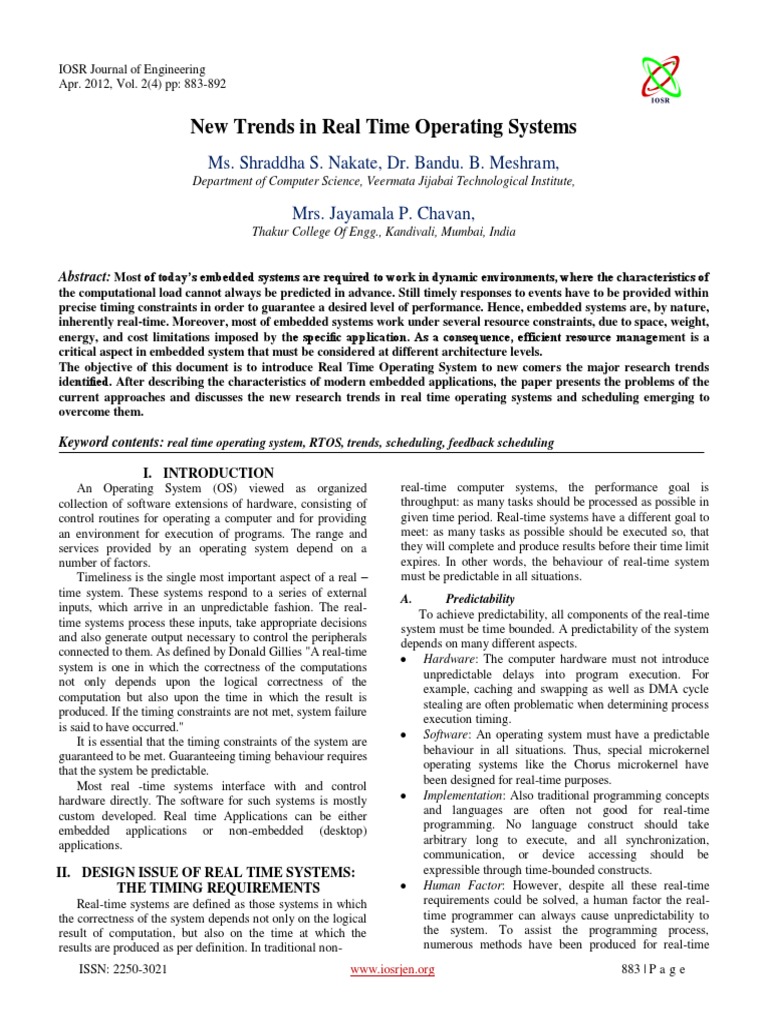 New Trends in Real Time Operating Systems: Ms. Shraddha S. Nakate, Dr ...