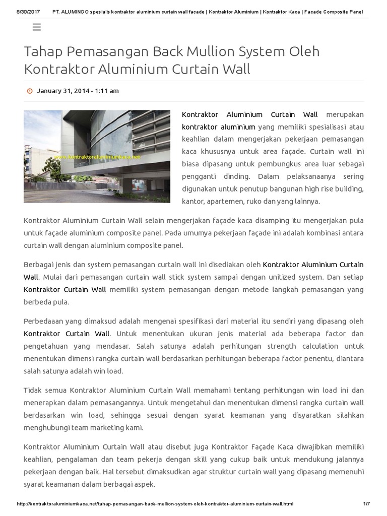 Curtain Wall Back Mullion System | PDF