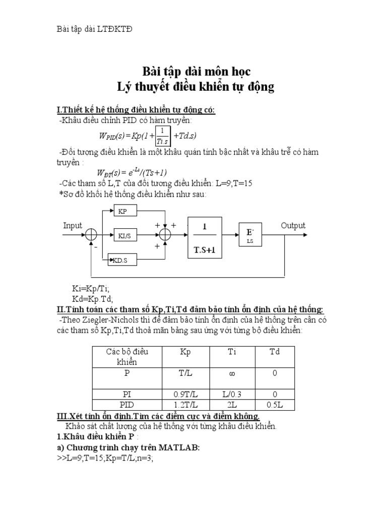Tai Lieu Bai Tap Dai Ly Thuyet Dieu Khien Tu Dong | PDF