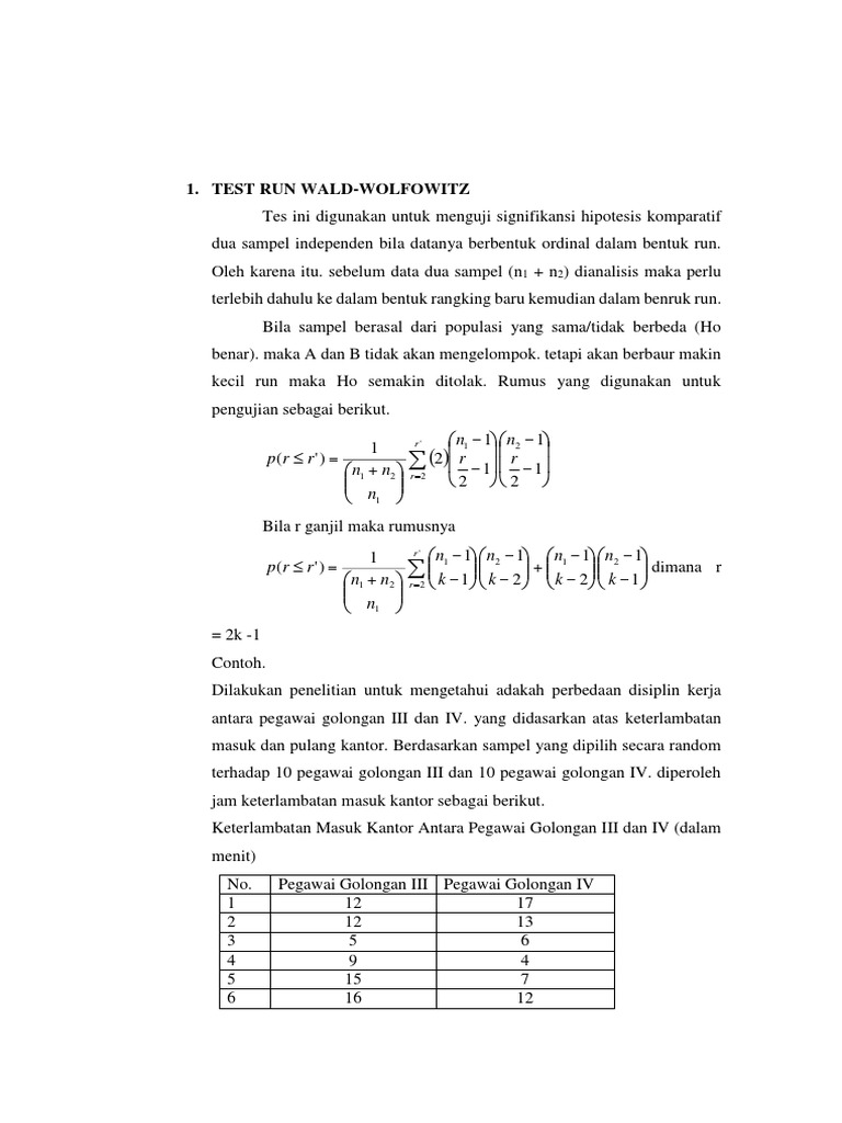 Test Run Wald-Wolfowitz | PDF