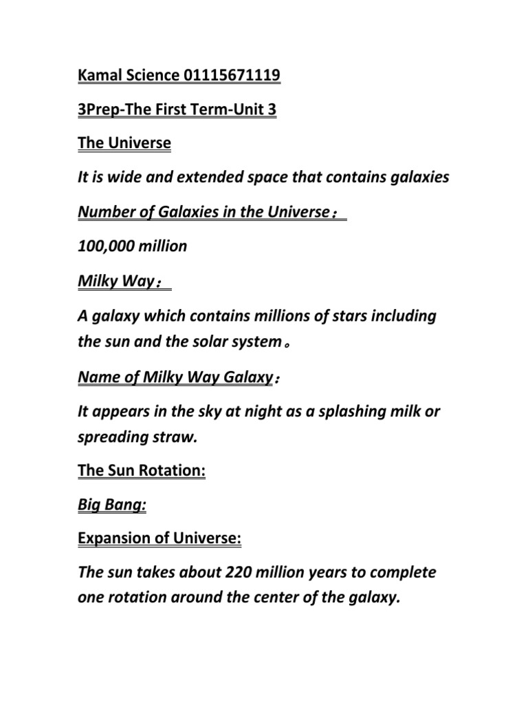 3Prep-The First Term-Unit 3-The Universe | PDF | Universe | Milky Way