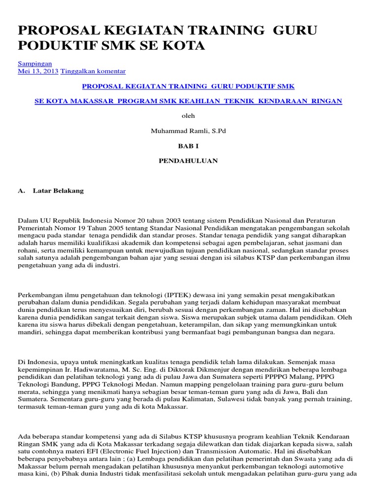 Proposal Kegiatan Training | PDF