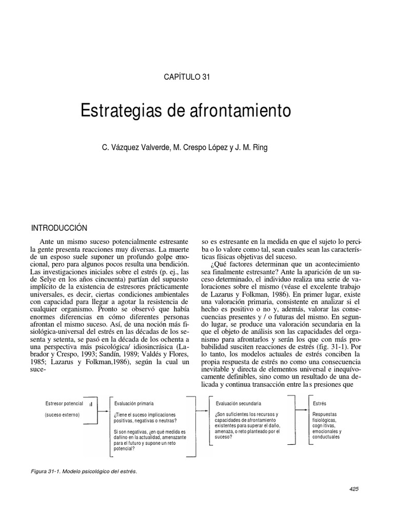 Estrategias de Afrontamiento | PDF | Estrés (biología) | Las emociones