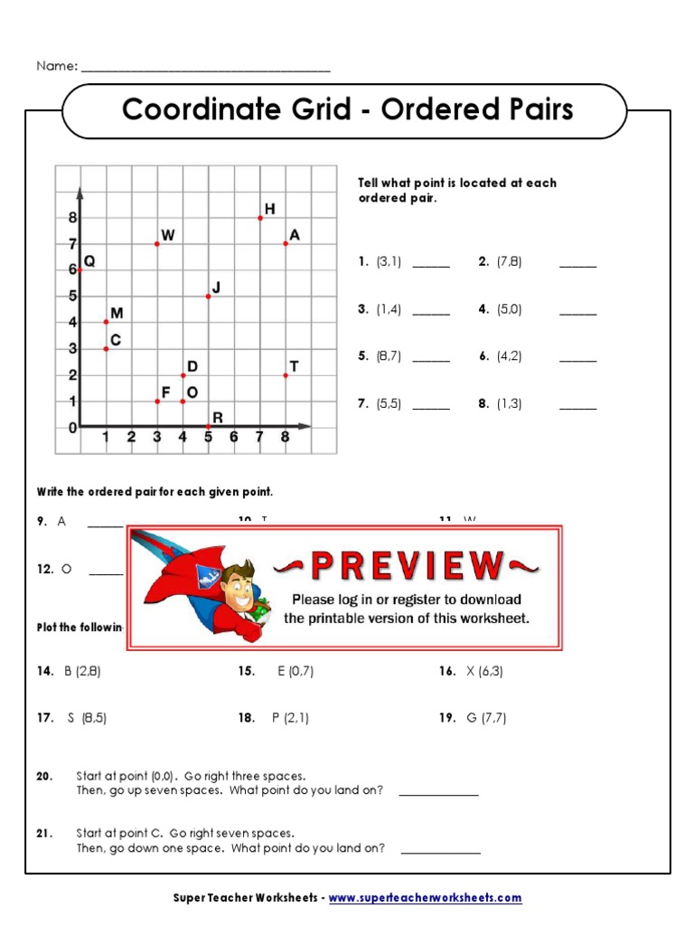 Coordinate Grid - Ordered Pairs: Name | PDF | Teaching Mathematics