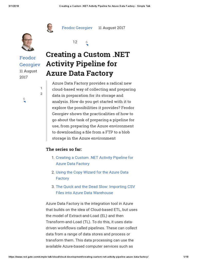 Create a .NET Activity Pipeline for Azure Data Factory to Download ...