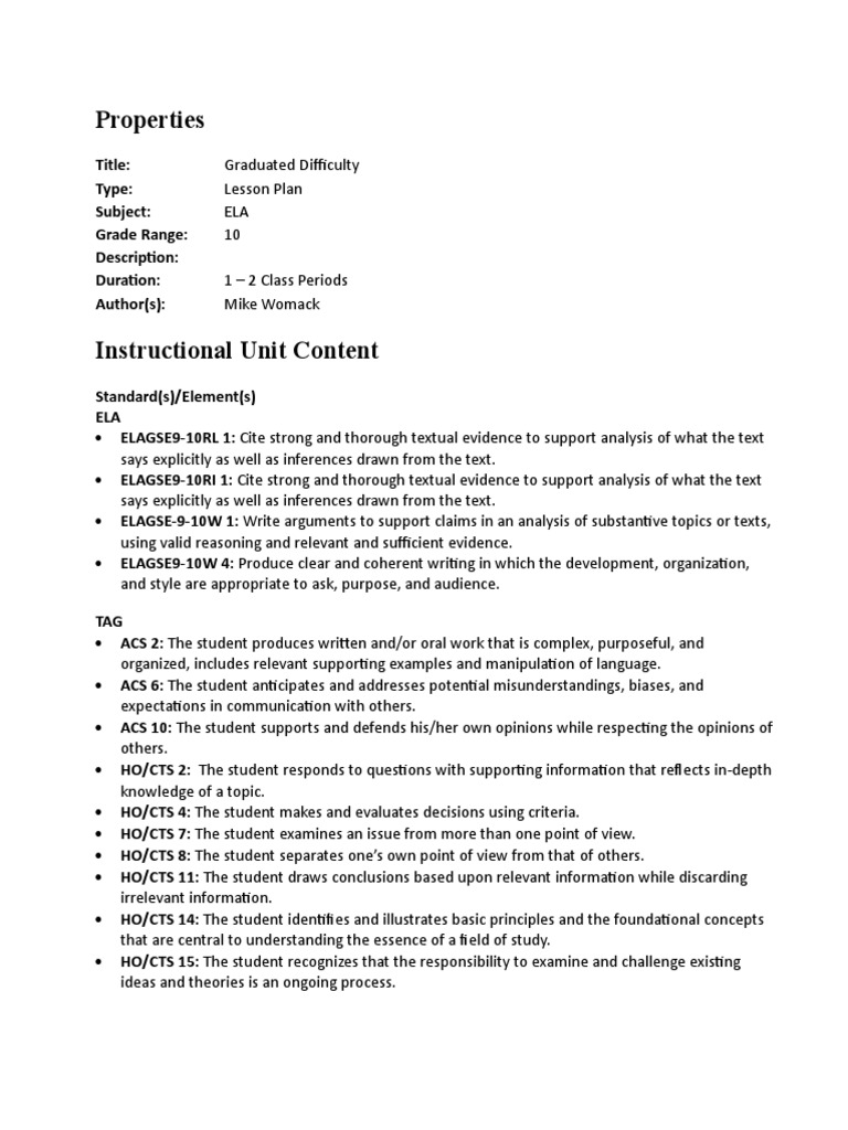 Graduated Difficulty Lesson | PDF | Rhetoric | Logos