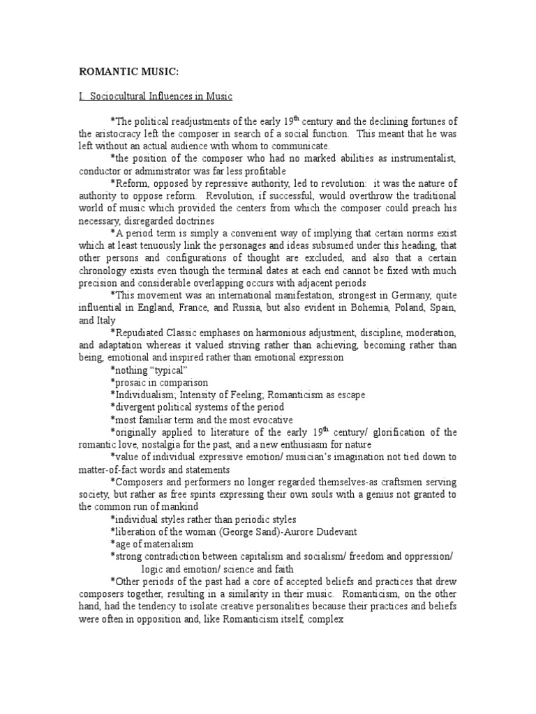 Handout of Romantic | PDF | Harmony | Composers