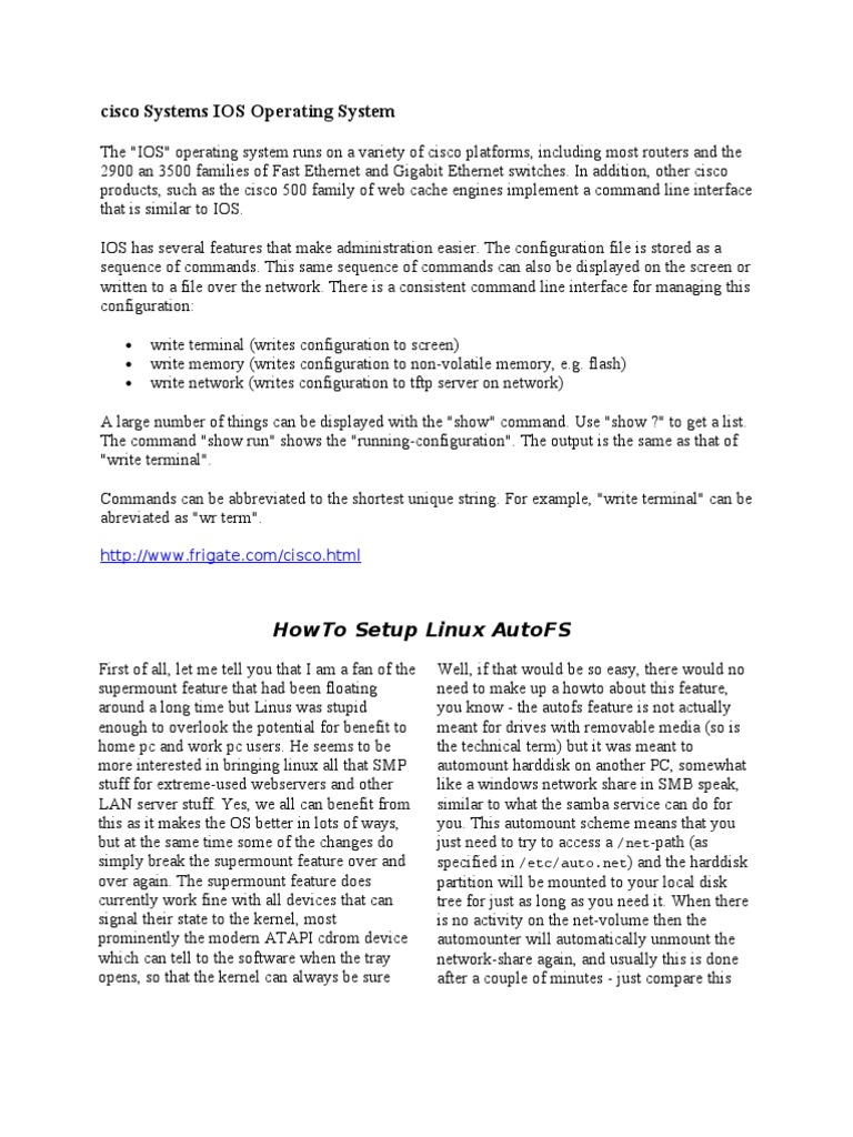 Cisco Systems IOS Operating System | Download Free PDF | Linux ...