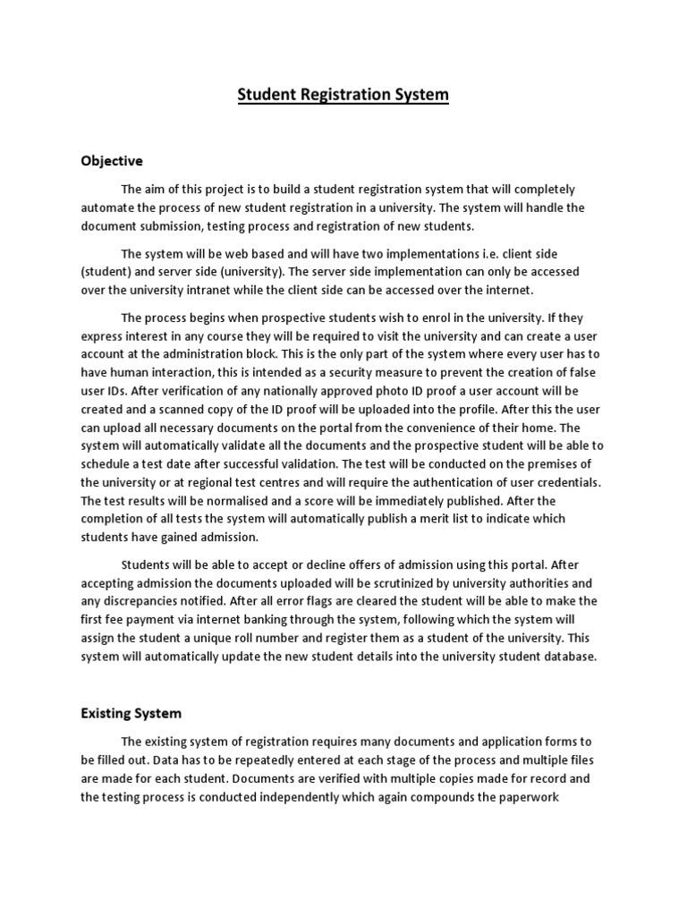 Student Registration System Abstract | PDF | User (Computing ...