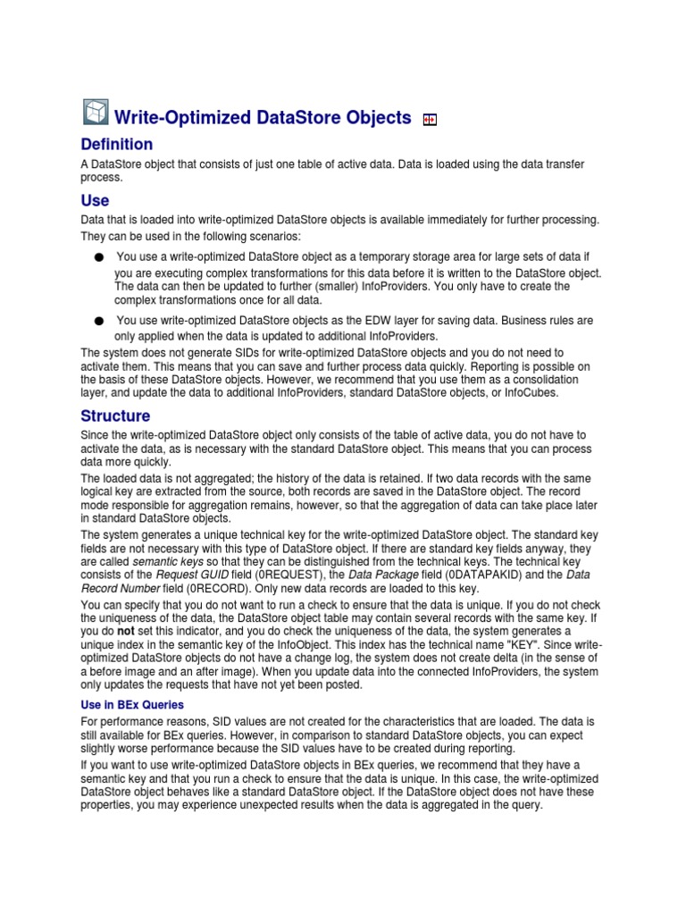 Write Optimized Datastore Objects Record Number Field 0record Only New Data Records Are 6646