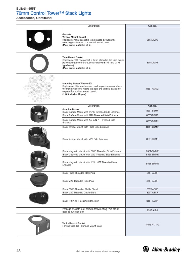 70mm Control Tower™ Stack Lights: Bulletin 855T | PDF | Electrical ...