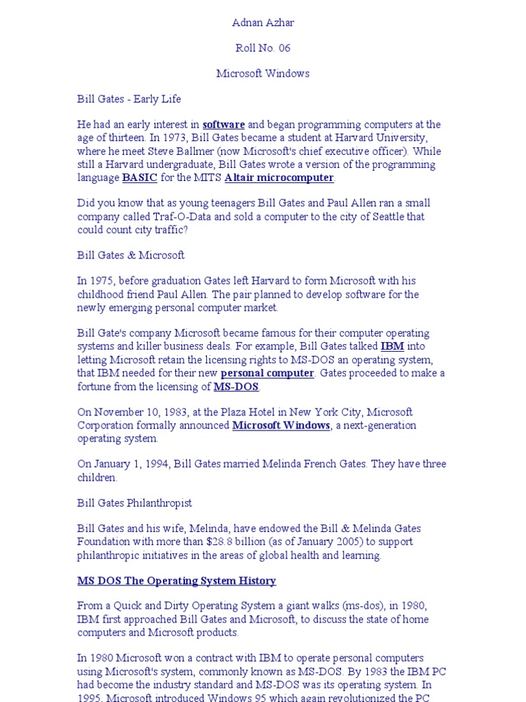 Bill Gates | PDF | Microsoft | Ibm Pc Compatibles