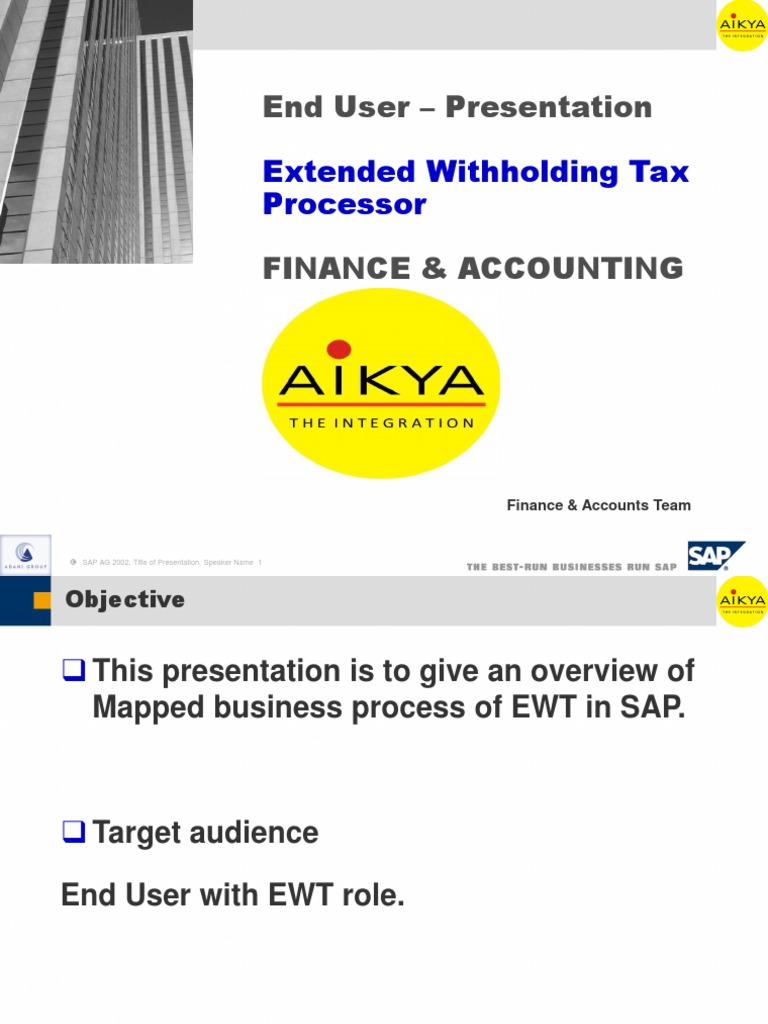 An Overview of the Extended Withholding Tax Process in SAP | PDF ...
