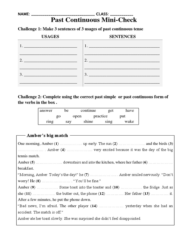 Past Continuous Mini Test | PDF | Morphology | Onomastics