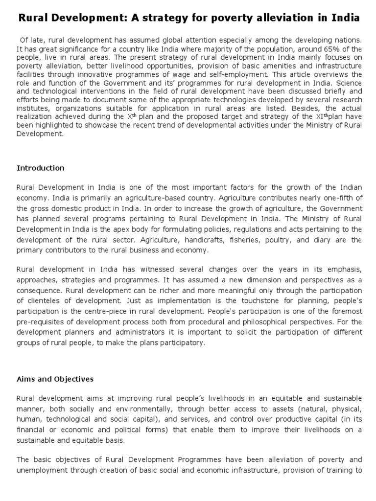 Rural Development | PDF | Poverty Reduction | Rural Poverty