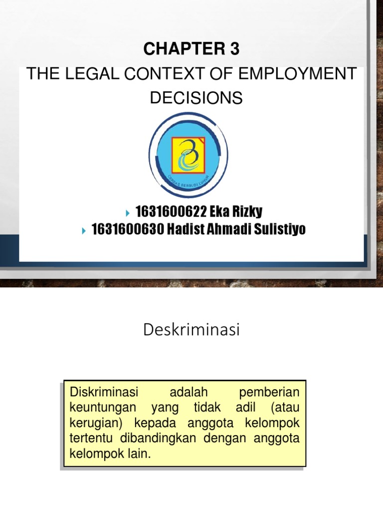 The Legal Context of Employment Decisions | PDF