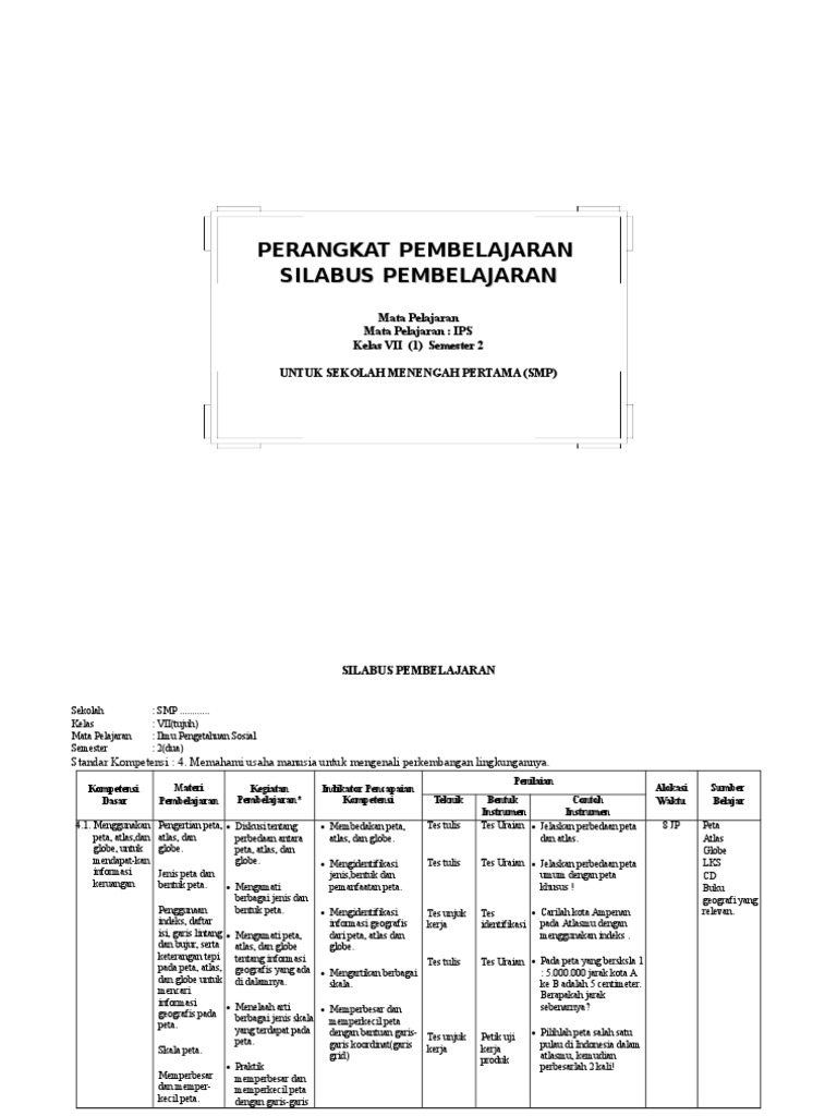Silabus IPS SMP KELAS VII SMT 2 | PDF