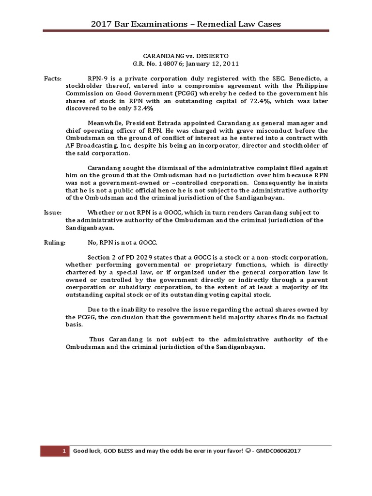 Remedial Law Case Digests Full Set | PDF | Complaint | Lawsuit