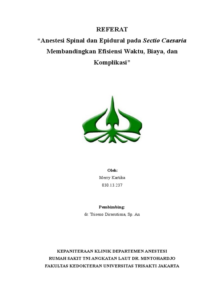 Anestesi Sab Dan Epidural Pada Sectio Caesarea | PDF