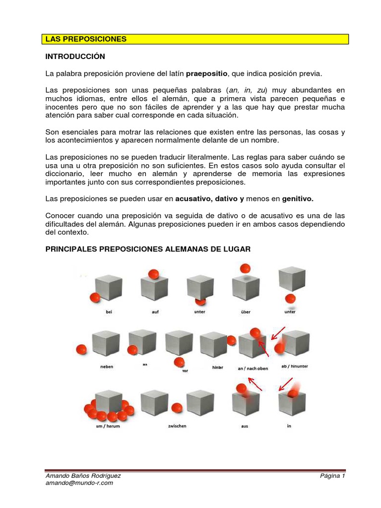 Guía de Preposiciones Alemanas | PDF | Preposición y Postposición | Verbo