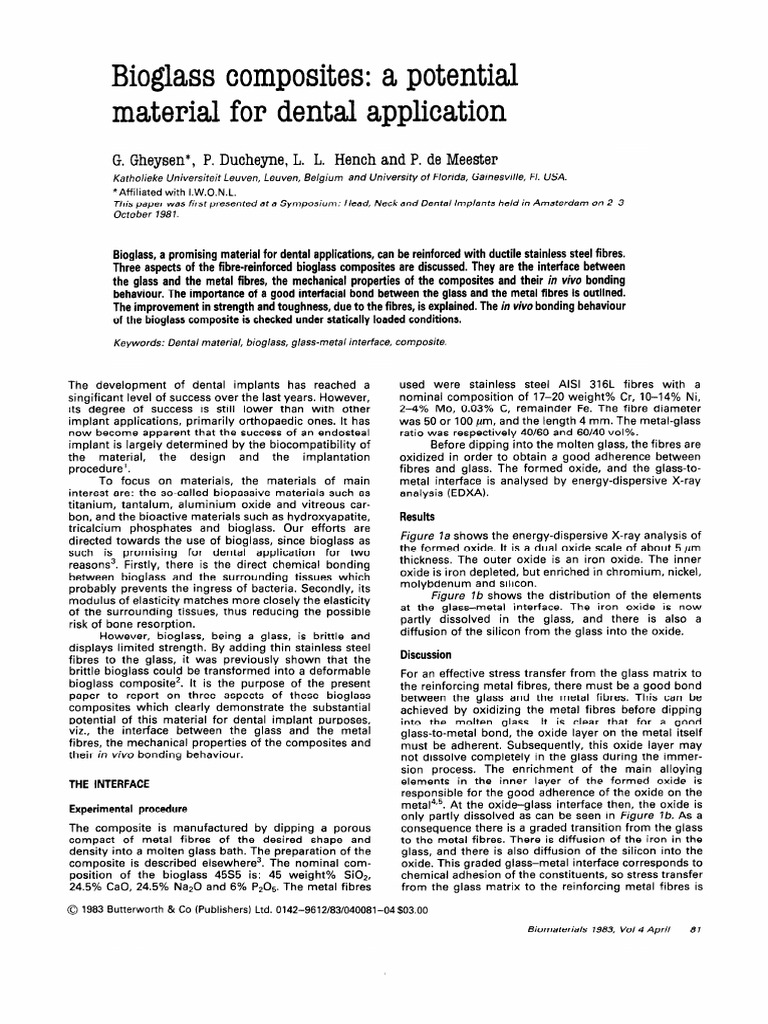 Bioglass Composites: A Potential Material For Dental Application | PDF ...