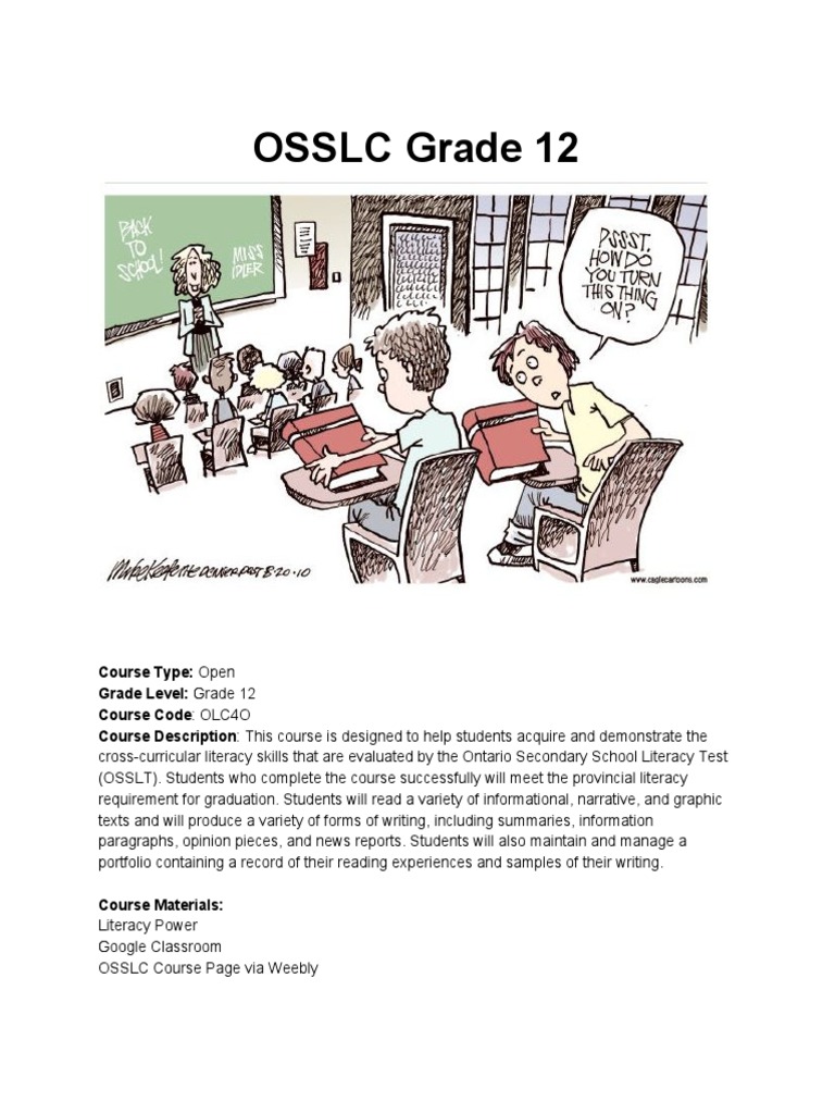 Osslc Grade 12 Student View 1 | PDF | Reading (Process) | Reading ...