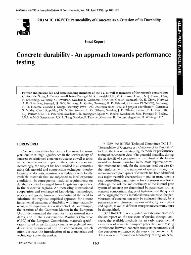 Concrete Durability-An Approach Towards Performance Testing | PDF ...