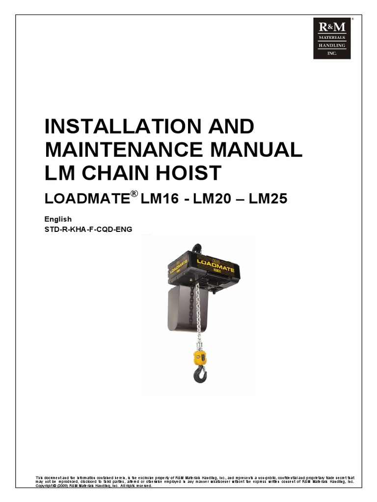 Manual Polipasto R&M Load Mate LM16 | PDF | Safety | Electrical Connector