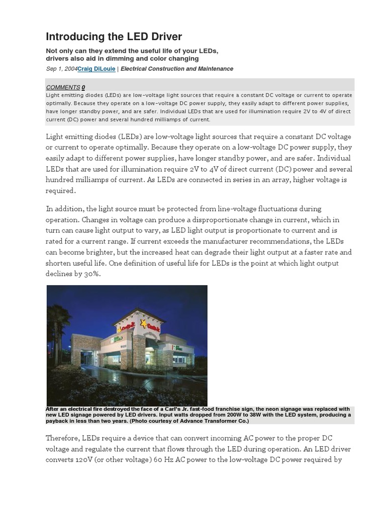 Introducing The LED Driver | PDF | Capacitor | Light Emitting Diode