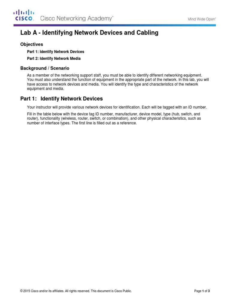 4.1.2.4 Lab - Identifying Network Devices and Cabling | PDF | Router ...