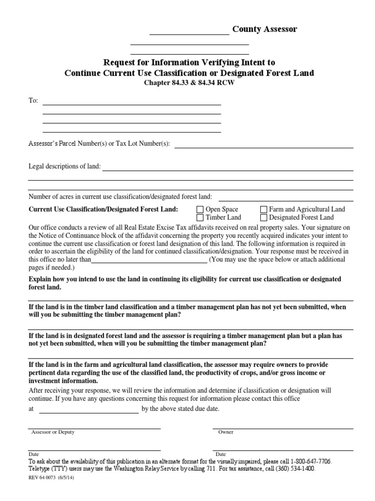 64 0073 Request For Information Verifying Intent To Continue Current ...