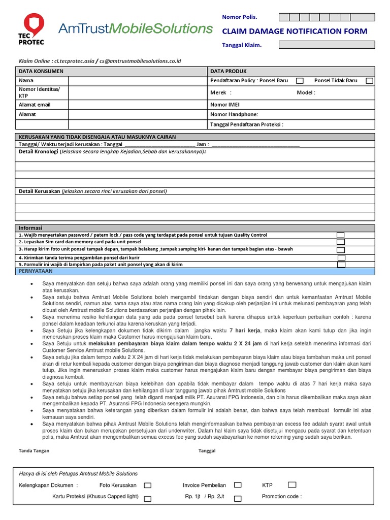 Formulir Permohonan Klaim ADLD | PDF