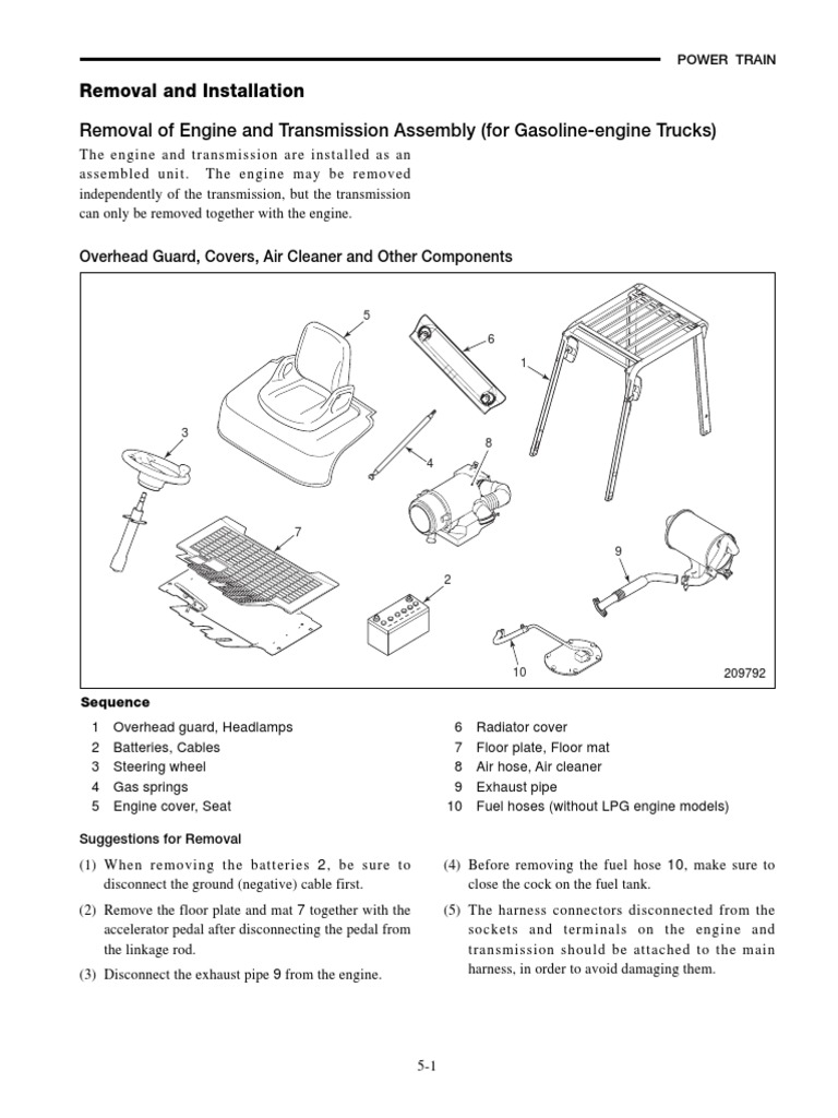 Removal and Installation Removal of Engine and Transmission Assembly ...