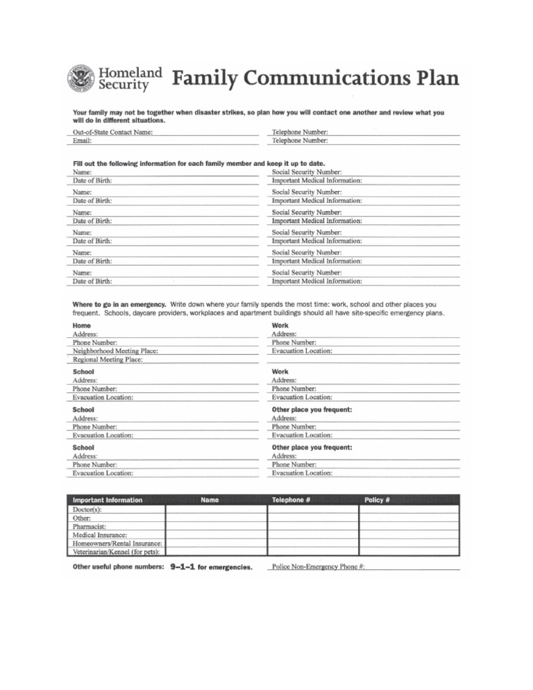 Family Communications Plan | PDF