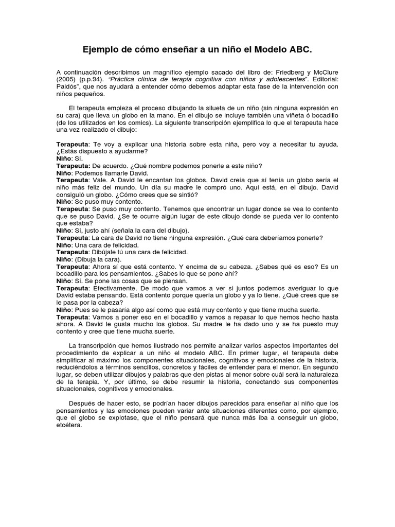 Modelo ABC para Ninos | PDF | Ciencia cognitiva | Sicología