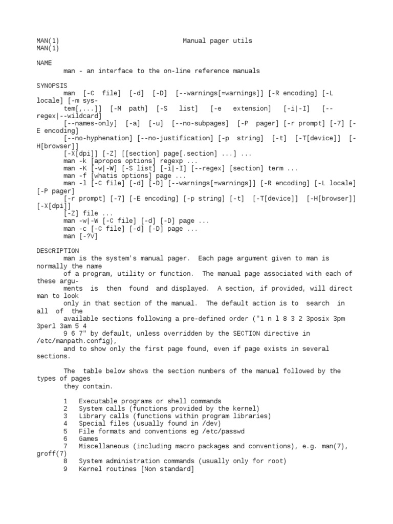 Man Man | PDF | Command Line Interface | System Software