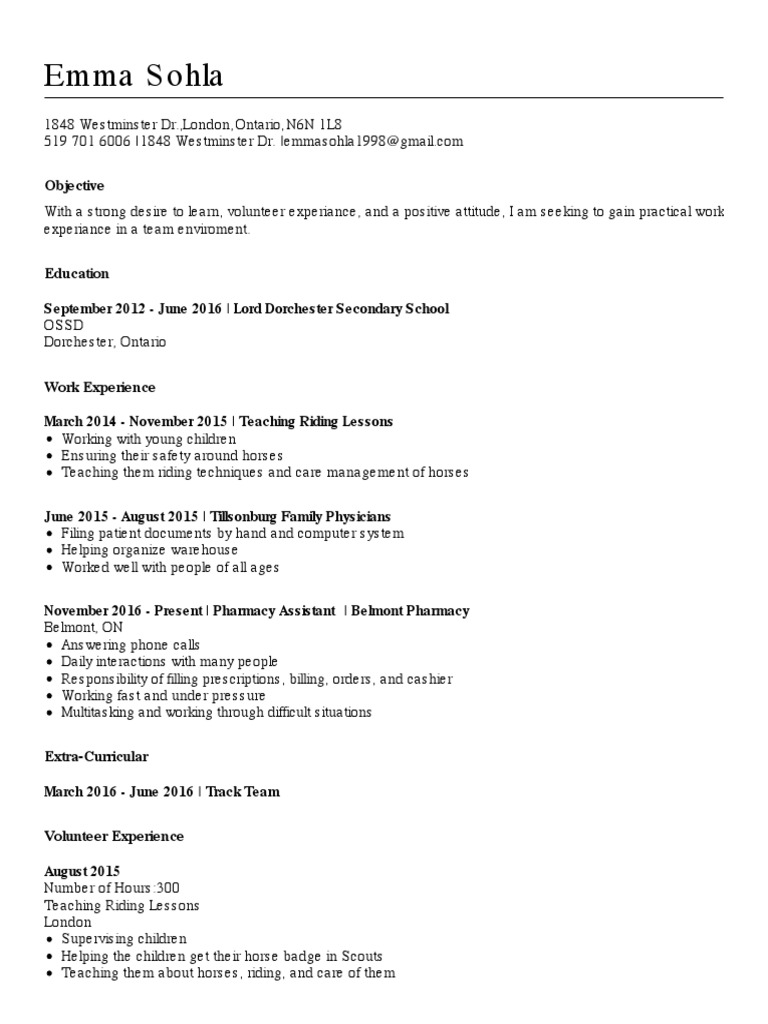 Emma Sohla Resume - Any PDF | PDF