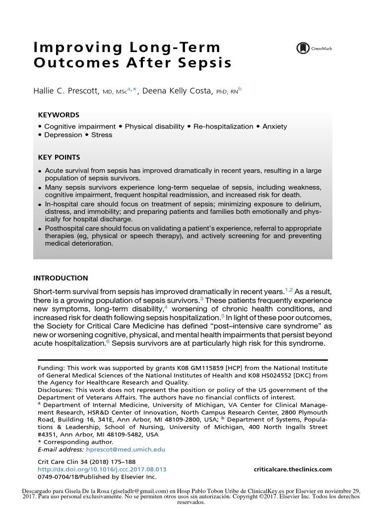 2018 Imp Roving Long - Te RM Outcomes After Sepsis | PDF | Intensive Care Medicine | Intensive ...
