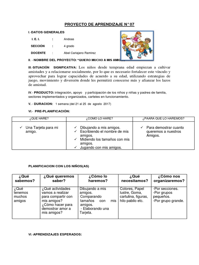 Proyecto Mis Amigos | PDF | Modificación de comportamiento | Aprendizaje