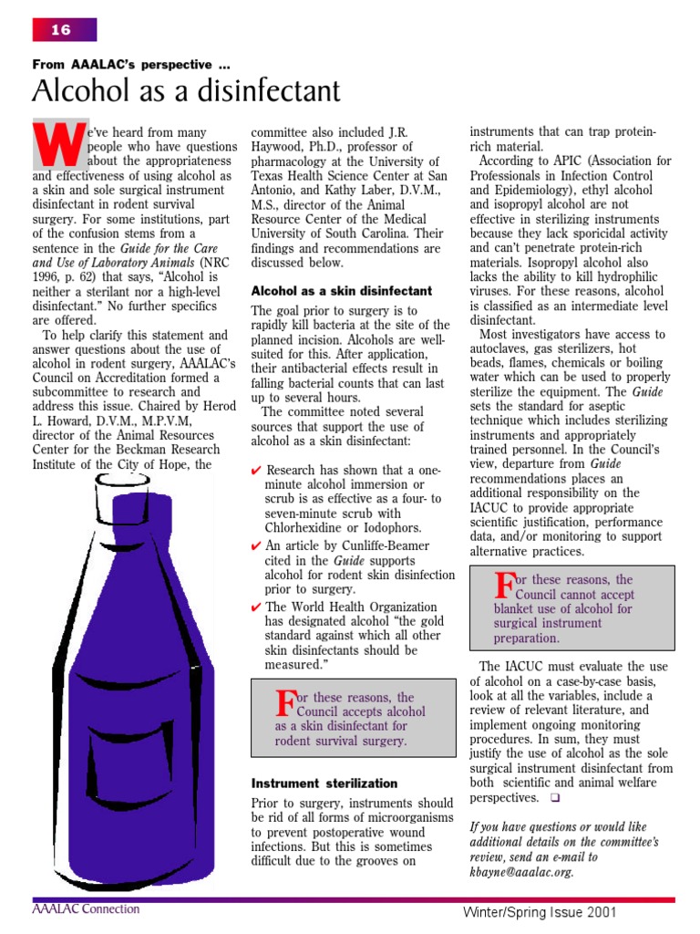 Using Alcohol Disinfectant | Disinfectant | Surgery