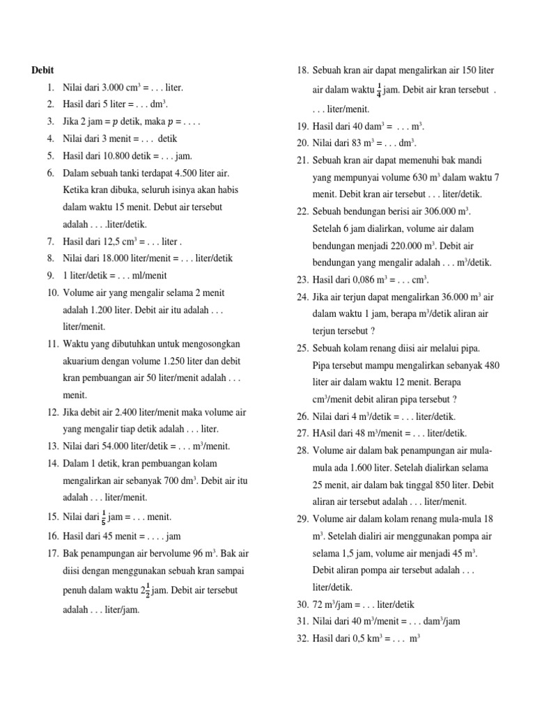 Rumus dan Contoh Debit Air | PDF | Ilmu Sosial