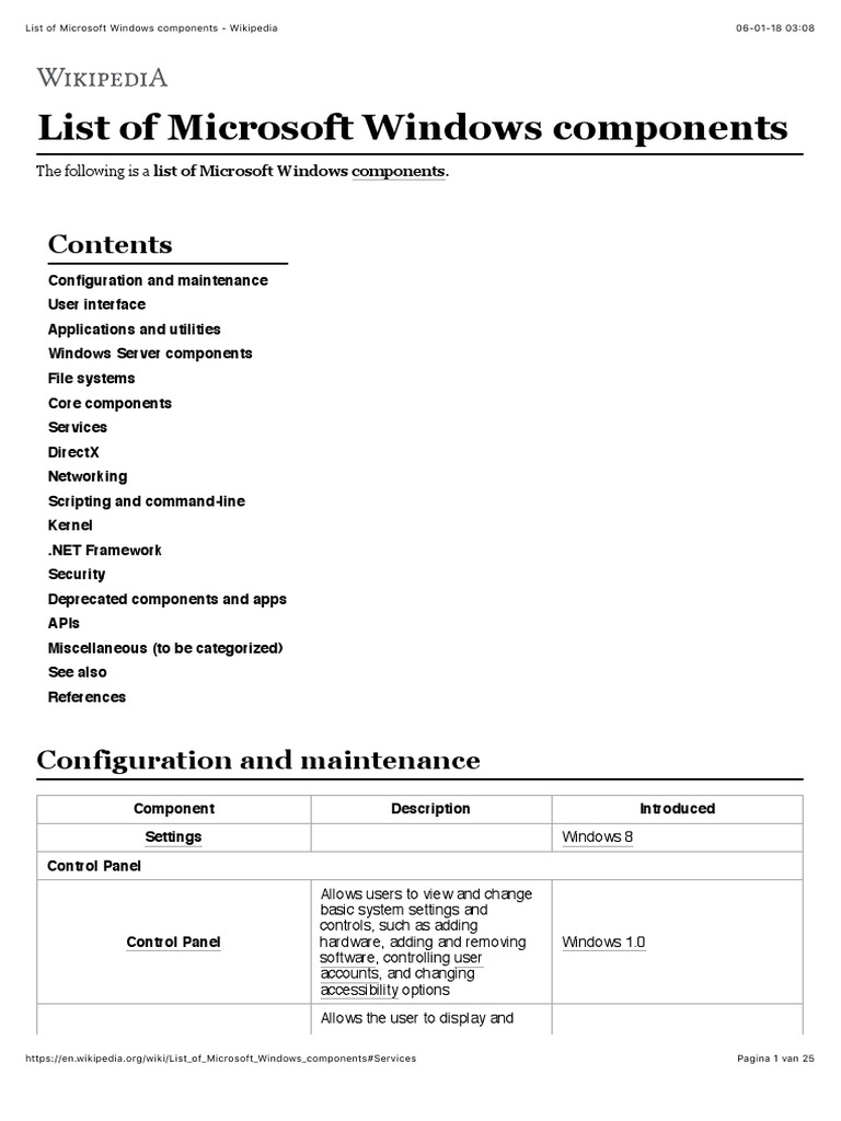 List of Microsoft Windows Components - Wikipedia | Microsoft Windows ...