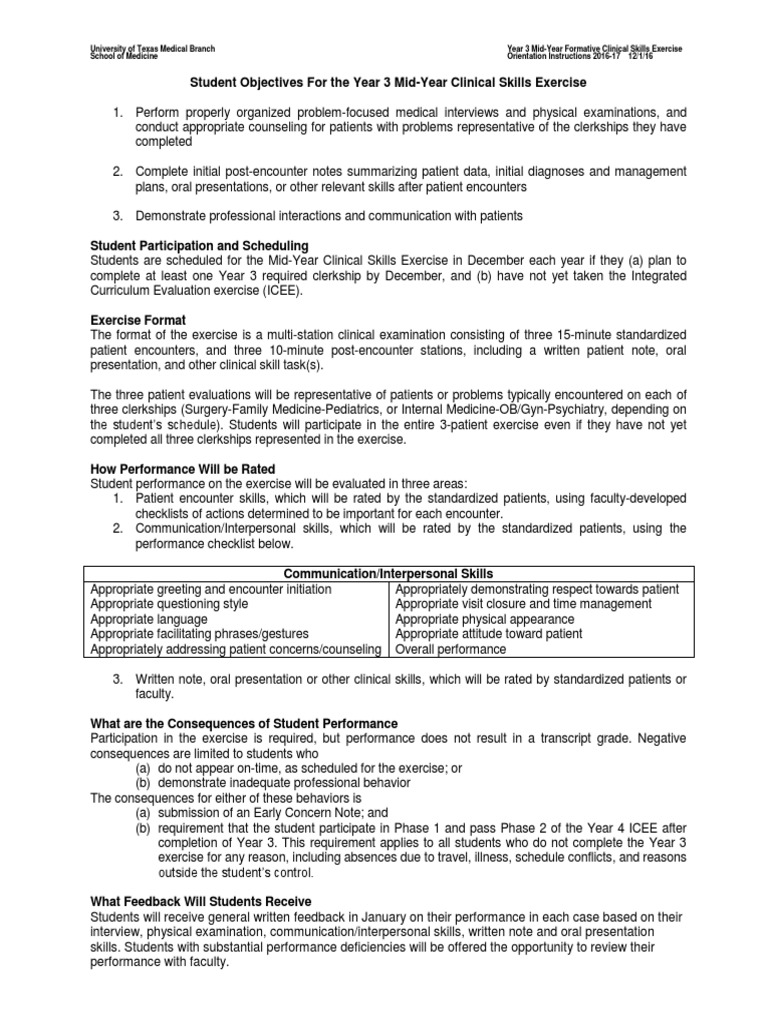 OSCE Instructions For Students PDF | PDF | Physical Examination ...