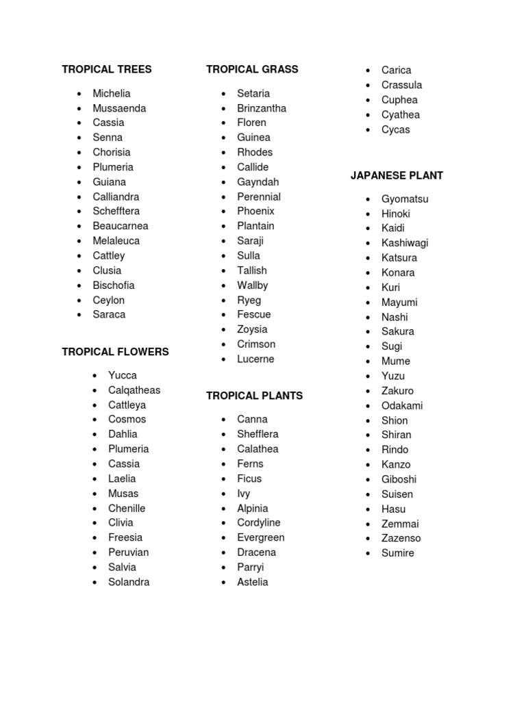 Tropical Names | PDF