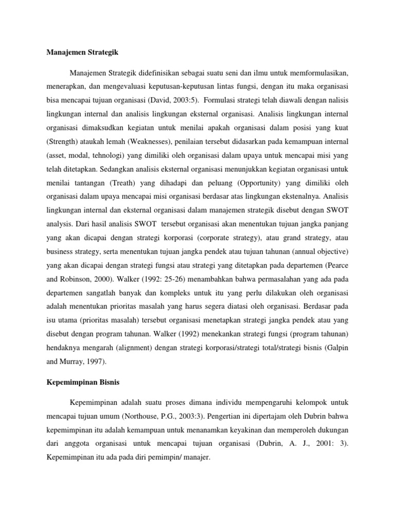 Manajemen Strategik (Tugas UAS) | PDF | Pengembangan Diri | Sains & Matematika