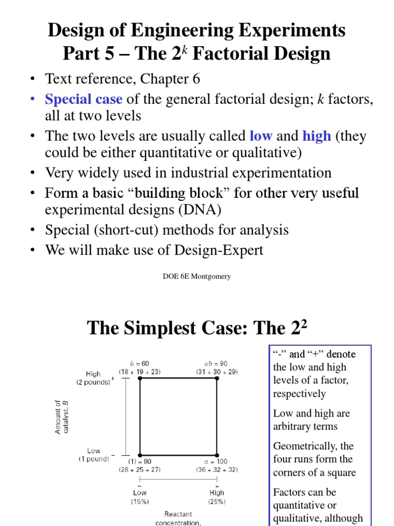 Design of Engineering Experiments Part 5 - The 2 Factorial Design | Download Free PDF | Errors ...