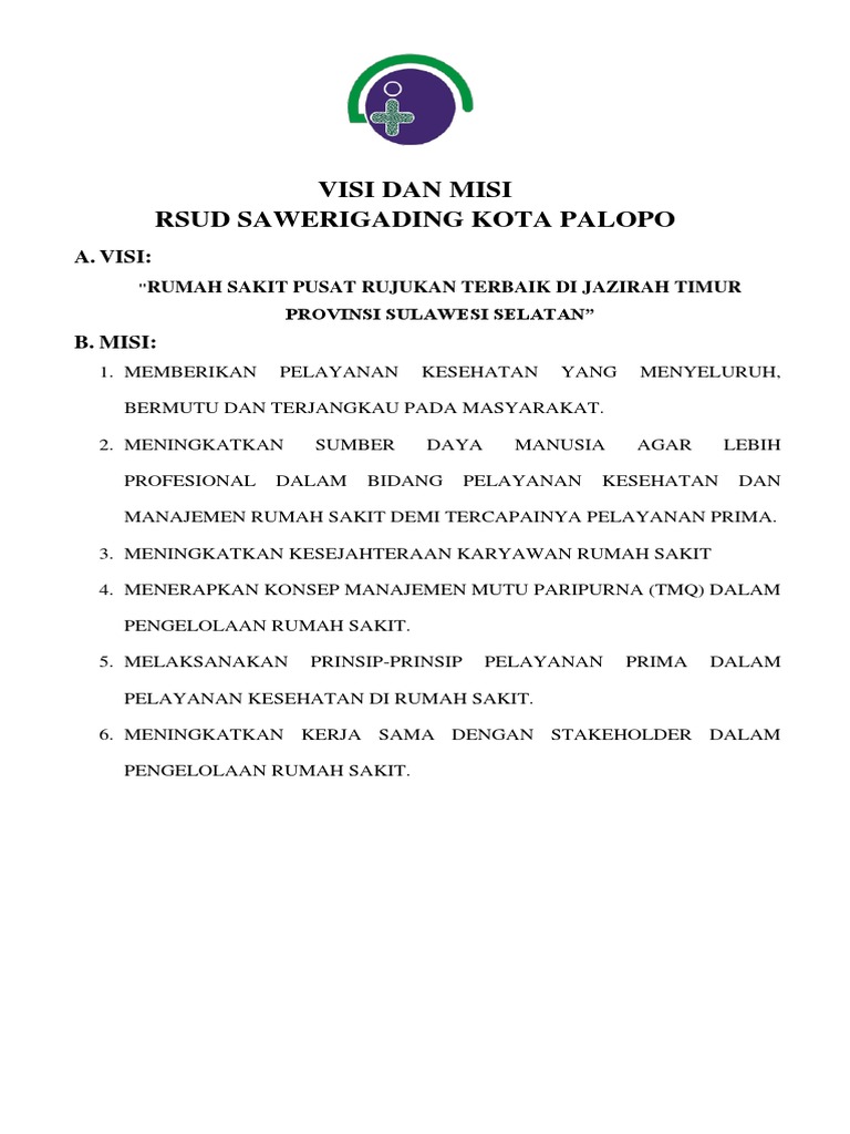 Visi Dan Misi Rs | PDF