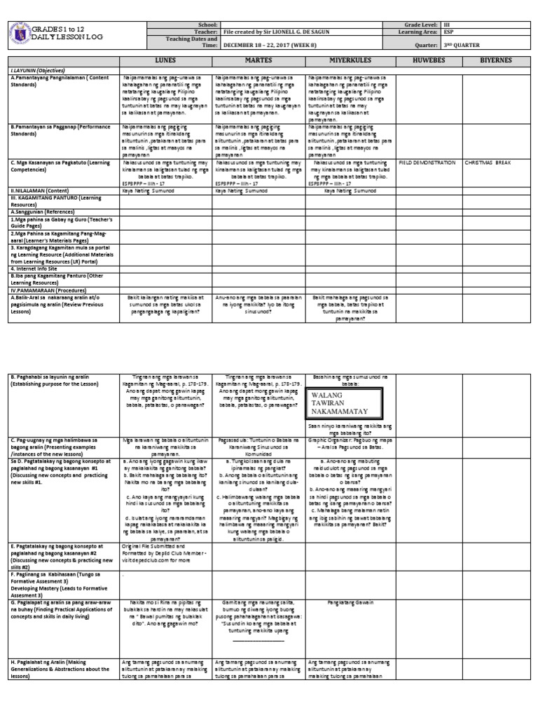 DLL - Esp 3 - Q3 - W8 | PDF
