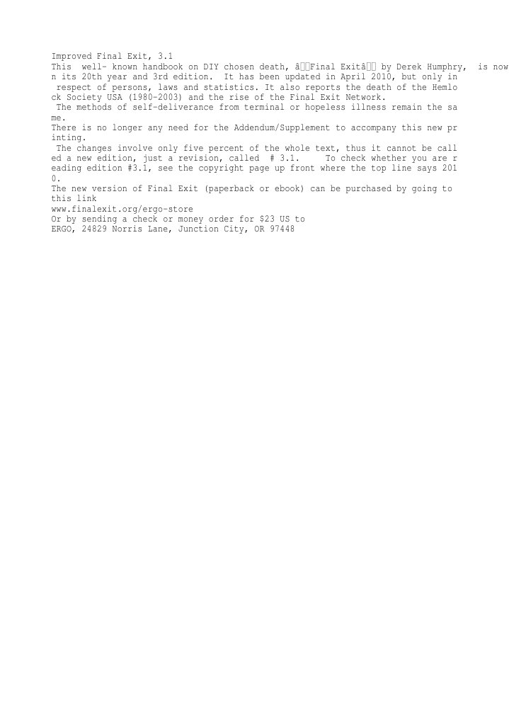 Final Exit - New Version | PDF